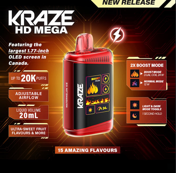 KRAZE HD MEGA 20K DISPOSABLE ***HARMONIZED STAMPED*** – E-CIGARETTES.CA ... KRAZE HD MEGA 20K DISPOSABLE ***HARMONIZED STAMPED*** – E-CIGARETTES.CA ...